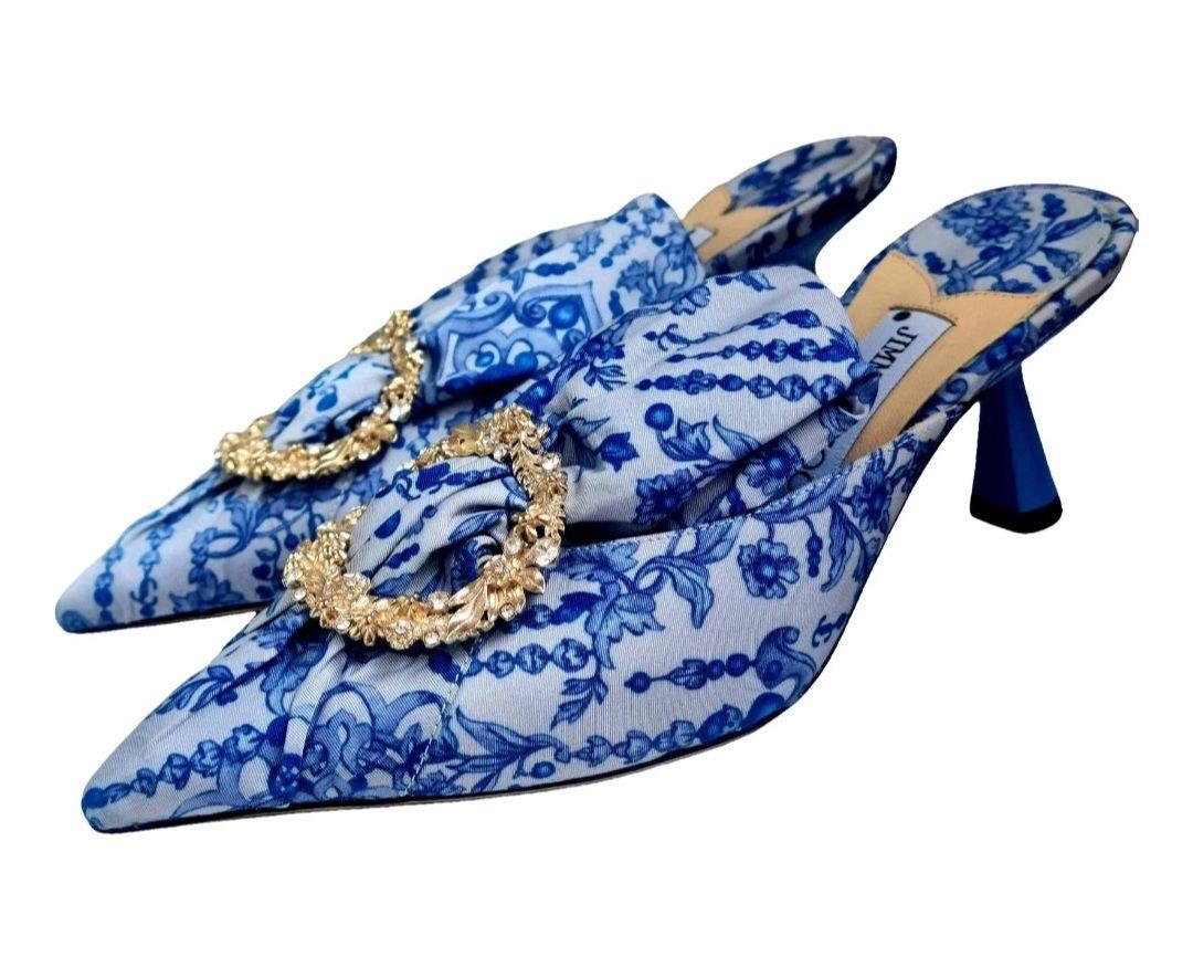 Jimmy Choo Blue And White Mules · HEWI