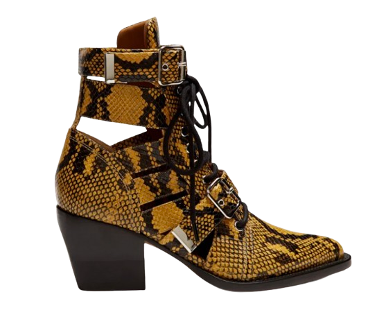 Chloe Yellow Snake Effect Rylee Ankle Boots · HEWI