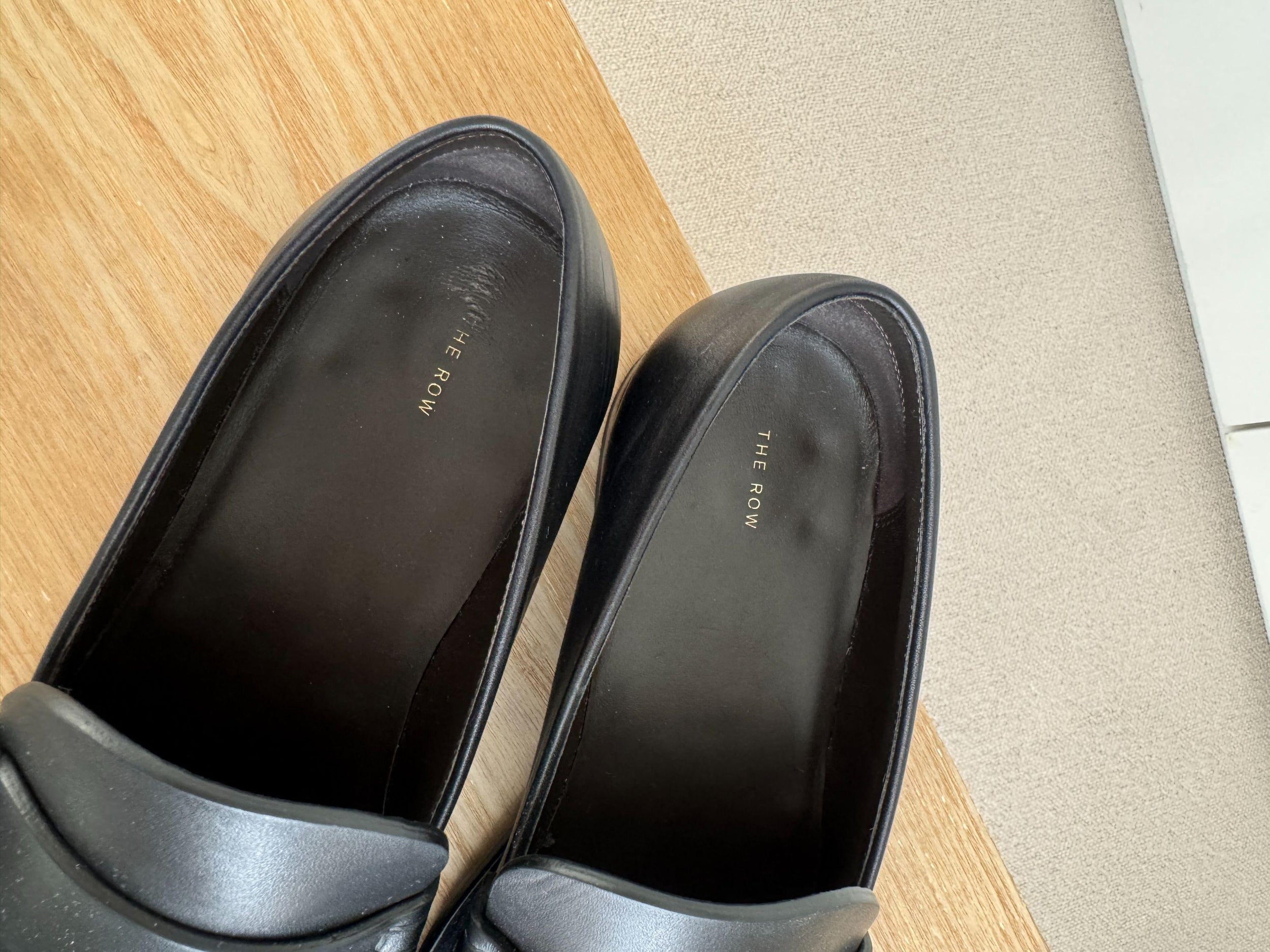 The Row Black Leather 20mm Novus loafers · HEWI