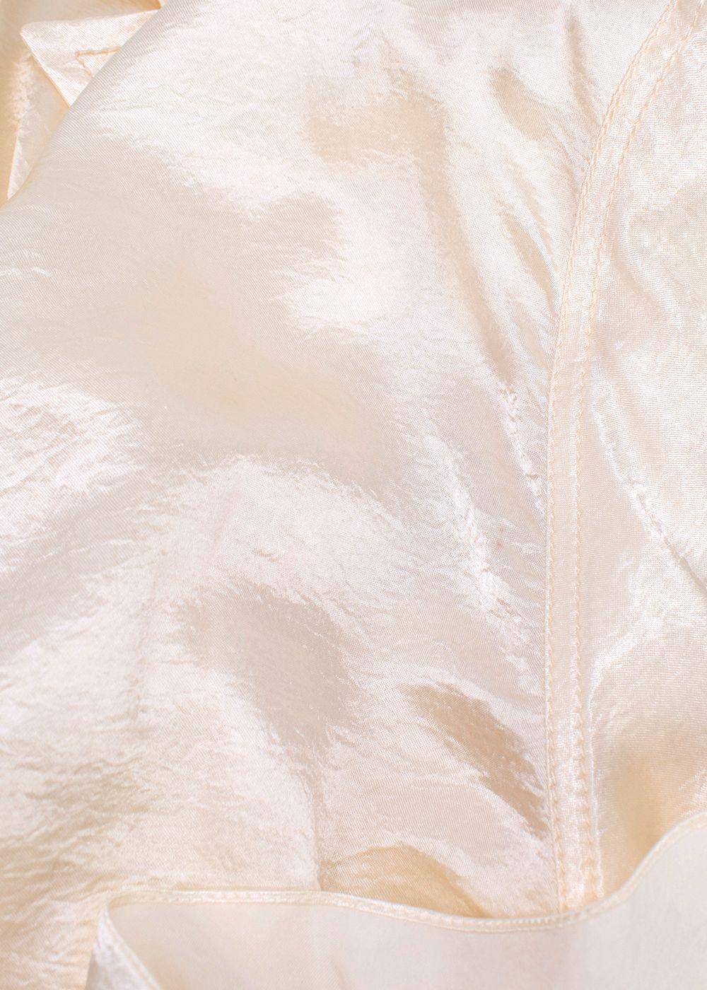 Marianna Senchina Cream Satin Open Draped-back Blouse · HEWI