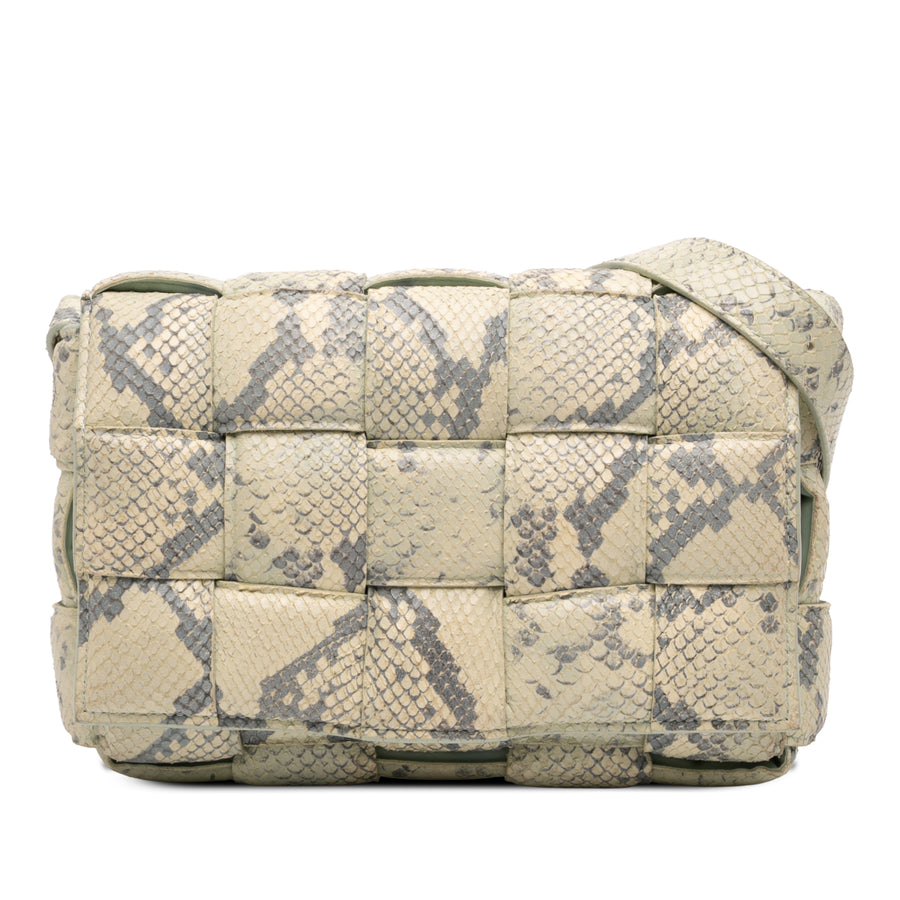 Pre-Owned Bottega Veneta Python Embossed Goatskin Intrecciato Padded ...